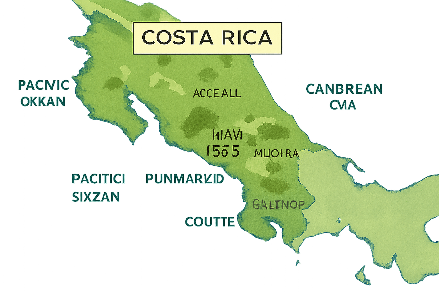 label the map of costa rica based on panorama. - megagamingnation.com